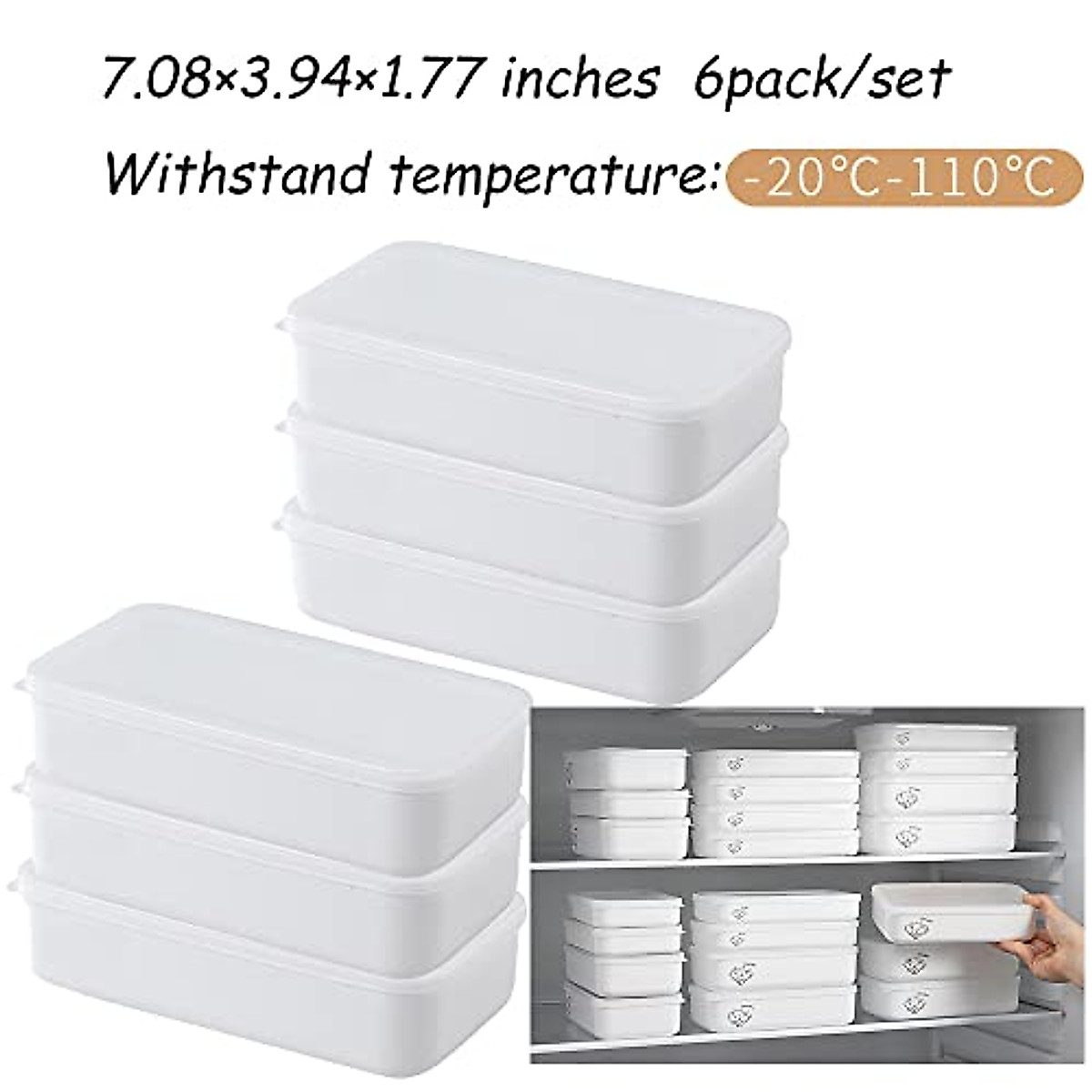 Stackable Fridge Storage Container,Set of 6 pack MINI Plastic Food Storage Containers,Fridge and Freezer Storage Trays to Store Fruits, Vegetables, Meat and More
