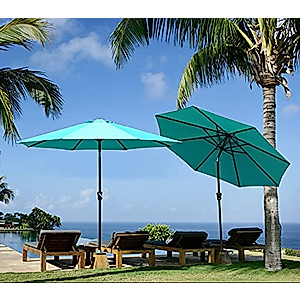 Grand patio 9 FT Enhanced Aluminum Patio Umbrella, UV Protected outdoor Umbrella with Auto Crank and Push Button Tilt, Blue