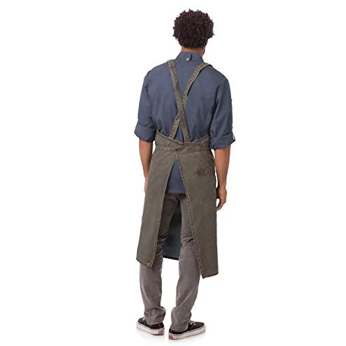 Chef Works unisex adult Denver Chefs Cross-back Bib Work Utility Apron, Olive Wood, One Size US