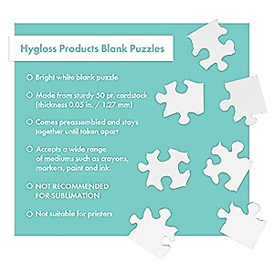 Hygloss Products - Blank Puzzle for Decorating, Art Activity, Use This Jigsaw As Party Favors, DIY Invites and More - White, Sturdy - 10.25 x 13.25 Inches, 20 Pieces, 12 Puzzles
