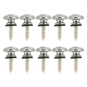 Tbest 10Pcs Mushrooms Head Guitar Strap Buttons Strap Locks Metal End Pin with Screw for Ukulele Electric Bass Silver, Black, Gold(Silver)