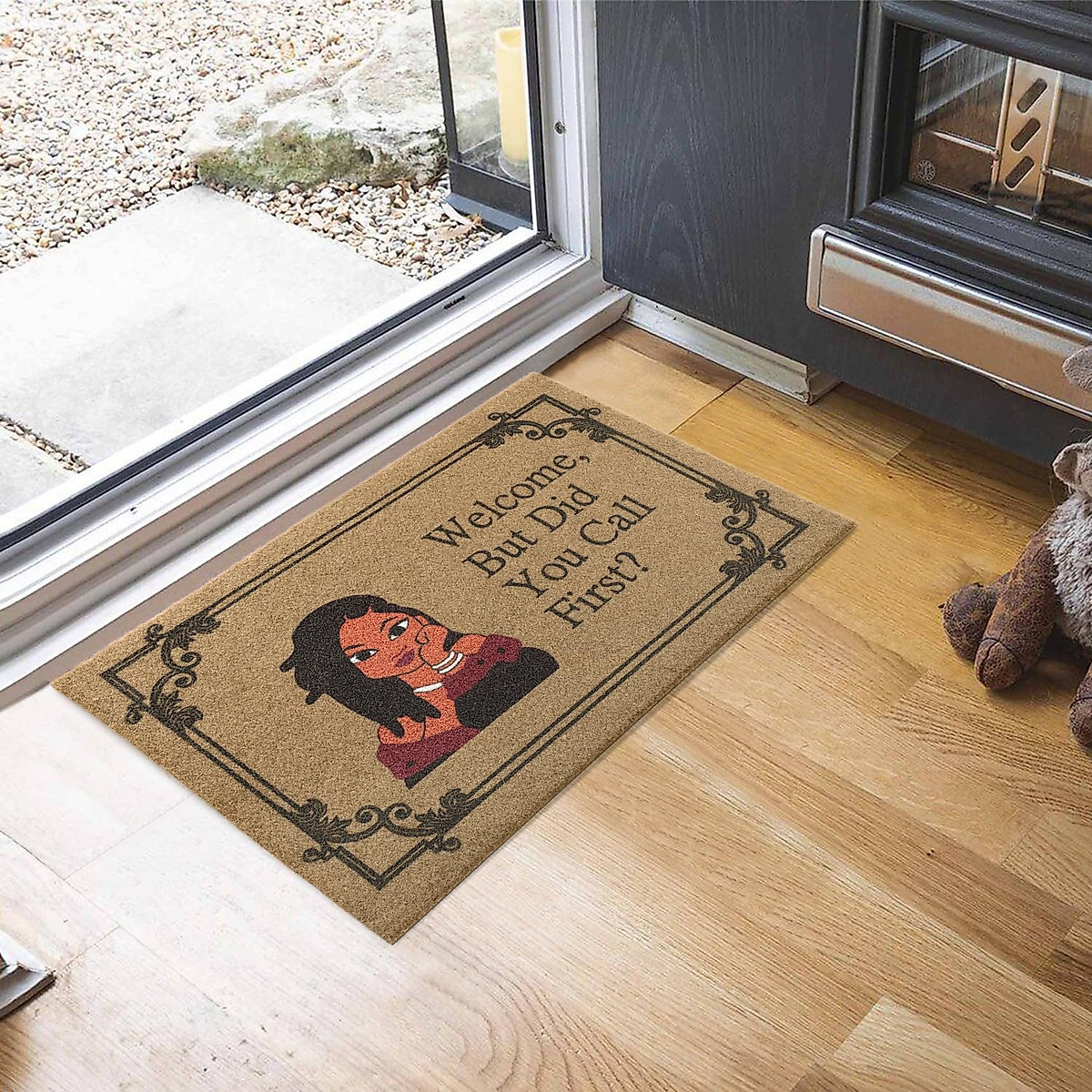 MWAZZLL Welcome Mat Outdoor Indoor Non Slip Funny Doormat Easy to Clean But Did You Call First Front Door Mats for Entrance,Patio,High Traffic Areas Brown
