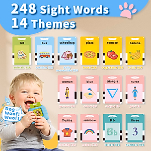 Aullsaty Toddler Toys Talking Flash Cards for 1 2 3 4 5 6 Year Old Boys and Girls, Autism Sensory Toys for Autistic Children, Learning Educational Montessori Speech Therapy 248 Sight Words Kids Gifts