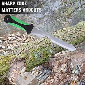 PAXLINSEN Stainless Steel Garden Knife with 7.8" Blade, Double Side Utility Sod Cutter Lawn Repair Garden Knife with Nylon Sheath (green)