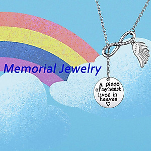 Memorial Jewelry Sympathy Gift A Piece of My Heart Lives In Heaven Lariat Y Necklace Loss Jewelry Gift (Y neckalce)