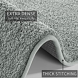 Yimobra Bathroom Rugs, Extra Soft Comfortable Bath Rugs, Non-Slip, Water Absorbent and Thick Bathroom Floor Mat, Machine Washine, Shaggy Rugs for Shower Bathtubs, 24"x17", Pure Grey