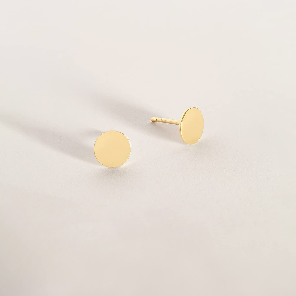 14k Yellow Gold Round Disc Stud Earrings | 14k Solid Gold Simple Round Stud Earrings for Women | Delicate Gold Earrings for Women | Women's 14k Gold Jewelry | Gift for Birthday