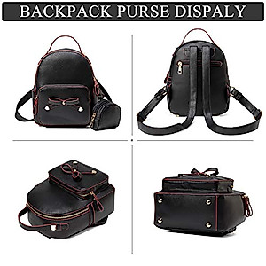 VASCHY Mini Backpack Purse, Cute Small Bow-knot Backpack for Teen Girls,Women and Girls with Detachable Coin Pouch Black