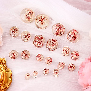 Jewseen 2Pcs Flower Ear Gauges Plugs Gauge 2g to 1'' Resin Tunnels Real flower plugs Real Plant Organic Gauges Resin Flower Gauges Resin Plugs