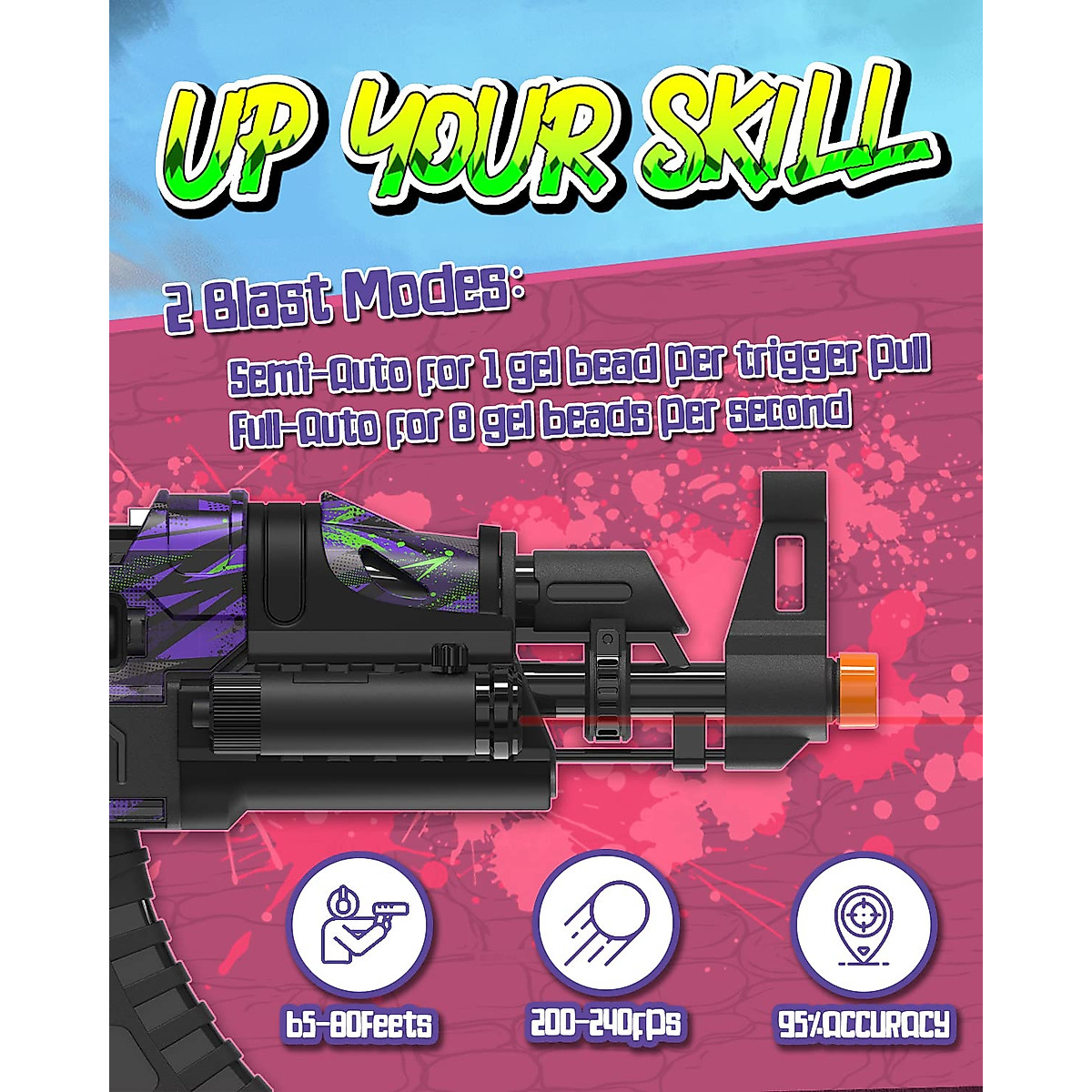 YaGee Electric Splatter Ball Blaster in Backyard Fun and Outdoor Games, Shoots Eco-Friendly Splatter Balls for Adult,(Purple)