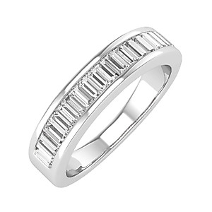 FINEROCK 1/2 Carat Channel Set Baguette Shape Diamond Wedding Band Ring in 14K White Gold - IGI Certified (Ring Size 6.75)