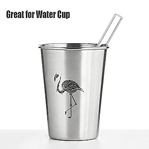 ALINK Short Glass Straws, 6 in x 10 mm Clear Straws for Cocktails, Whiskey, Coffee, Pack of 8 with Cleaning Brush