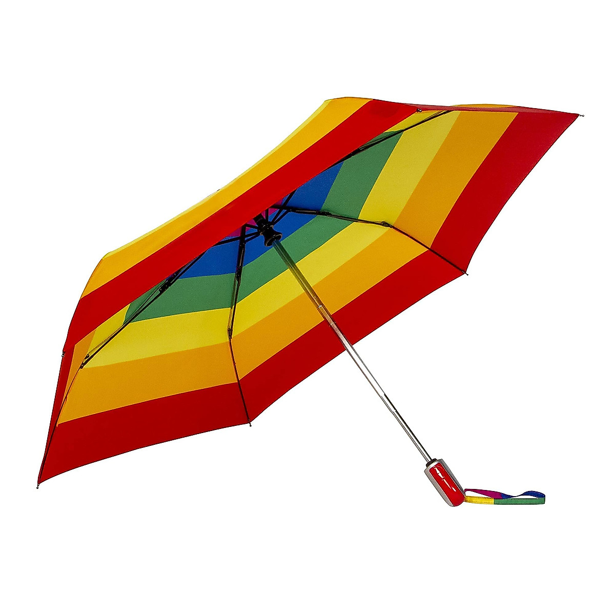 ShedRain Auto Push Button Open & Close Compact Folding Lightweight Travel Rainbow PRIDE Umbrella - Rain, Wind & Sun Protection