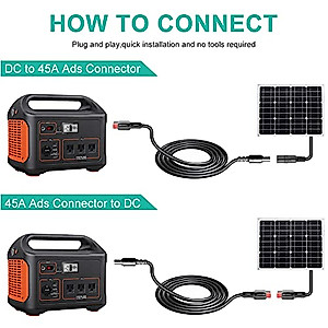 HKY Extension Cord DC 8mm to 45A Connector Cable for Solar Panels Goal Zero Yeti Anderson Powerpole to MAXOAK SUAOKI Portable Power Station Freely Assembleable to GZ Port 10ft 3M 16AWG Wire