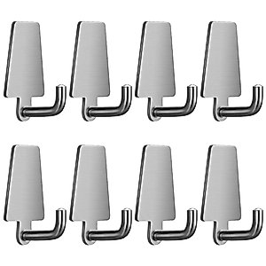 SYJINGLINK Wall Hooks for Hanging,Bath Towel Hooks ，Heavy Duty Waterproof Stainless Steel Hook,Modern Coat Hooks (Pine Hook (Silver) 8pcs)
