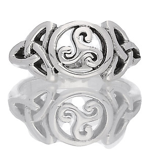 Triple Spiral Celtic Knot Triskele Trinity Sterling Silver Ring Size 9(Sizes 4,5,6,7,8,9,10,11,12,13)