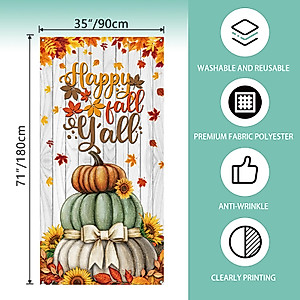 Fall Door Cover Happy Fall Yall Photo Backdrop Farmhouse Fall Autumn Thanksgiving Harvest Festival Decorations and Supplies for Home