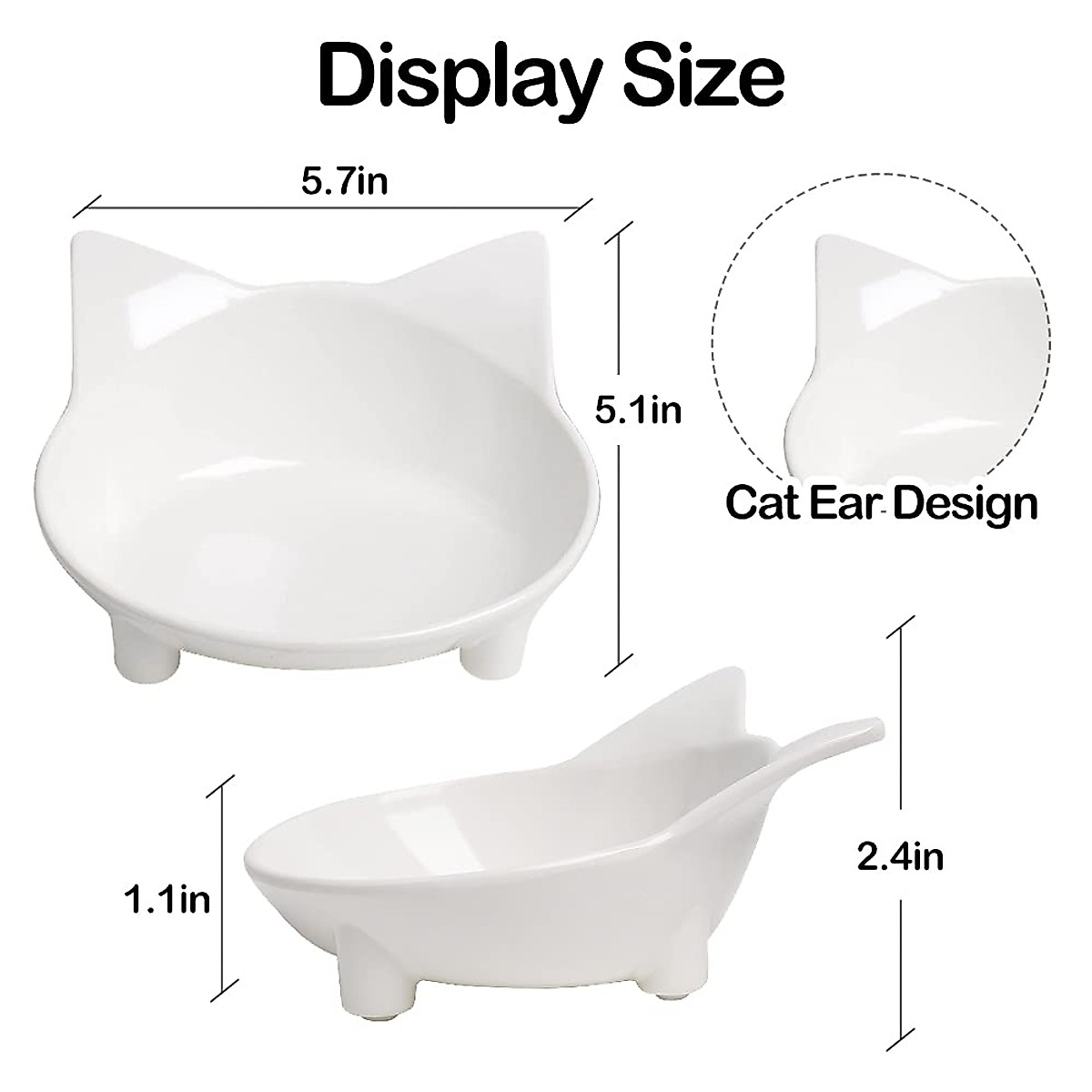 Skrtuan Cat Bowl Cat Food Bowls Non Slip Dog Dish Pet Food Bowls Shallow Cat Water Bowl Cat Feeding Wide Bowls to Stress Relief of Whisker Fatigue Pet Bowl of Rabbits Puppy(Safe Food-Grade)