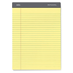 Office Depot Professional Legal Pad, 8 1/2in. x 11 3/4in., Legal Ruled, 50 Sheets Per Pad, Canary, Pack Of 8 Pads, 99527
