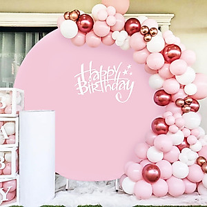Round Backdrop Cover 7.2x7.2ft Pink Circle Photography Background for Wedding Girl Birthday Decorations