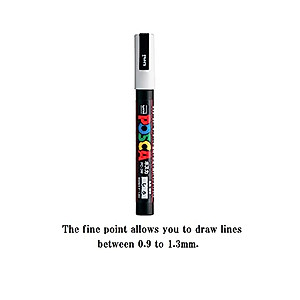 Uni Japan Posca Paint Marker Mitsubishi Poster Color White 6 Marking Pen PC-1M PC-3M PC-5M 2 of Each With Kanji LOVE Sticker