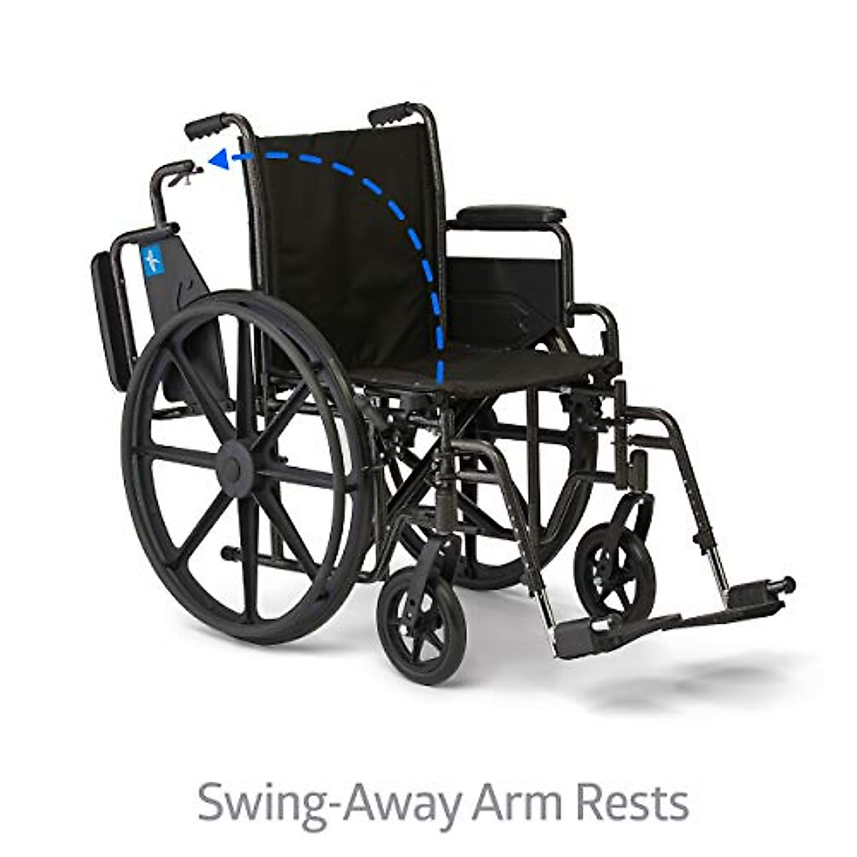 Medline Strong and Sturdy Wheelchair with Desk-Length Arms and Swing-Away Leg Rests for Easy Transfers, 16” Seat