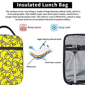qaxcdmky Little Yellow Duck Insulated Lunch Bag, Oxford Cloth, Keeps Food Hot/Cold