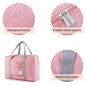 Narwey For Spirit Airlines Foldable Travel Duffel Bag Tote Carry on Luggage Sport Duffle Weekender Overnight for Women and Girls (1112 Pink)
