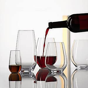 S SALIENT Set Of 8 Stemless Wine Glasses,Hand Blown Red Wine Glasses,Crystal Drinking Glasses Clear Glass Wine Tumbler,18.5oz