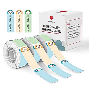 Phomemo D30 Label Maker Tape Black on Panda Pattern Sticker Thermal Paper Self-Adhesive Label Tape, 12 x 40 mm (0.47 x 1.57 Inch) 160 Tapes/Roll, 3-Roll D30 Thermal Label