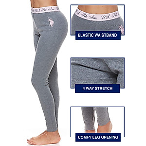U.S. Polo Assn. Thermal Pajamas for Women Set, Thermals Top and Bottom Set, Womens Thermals (Charcoal Heather Set, Medium)