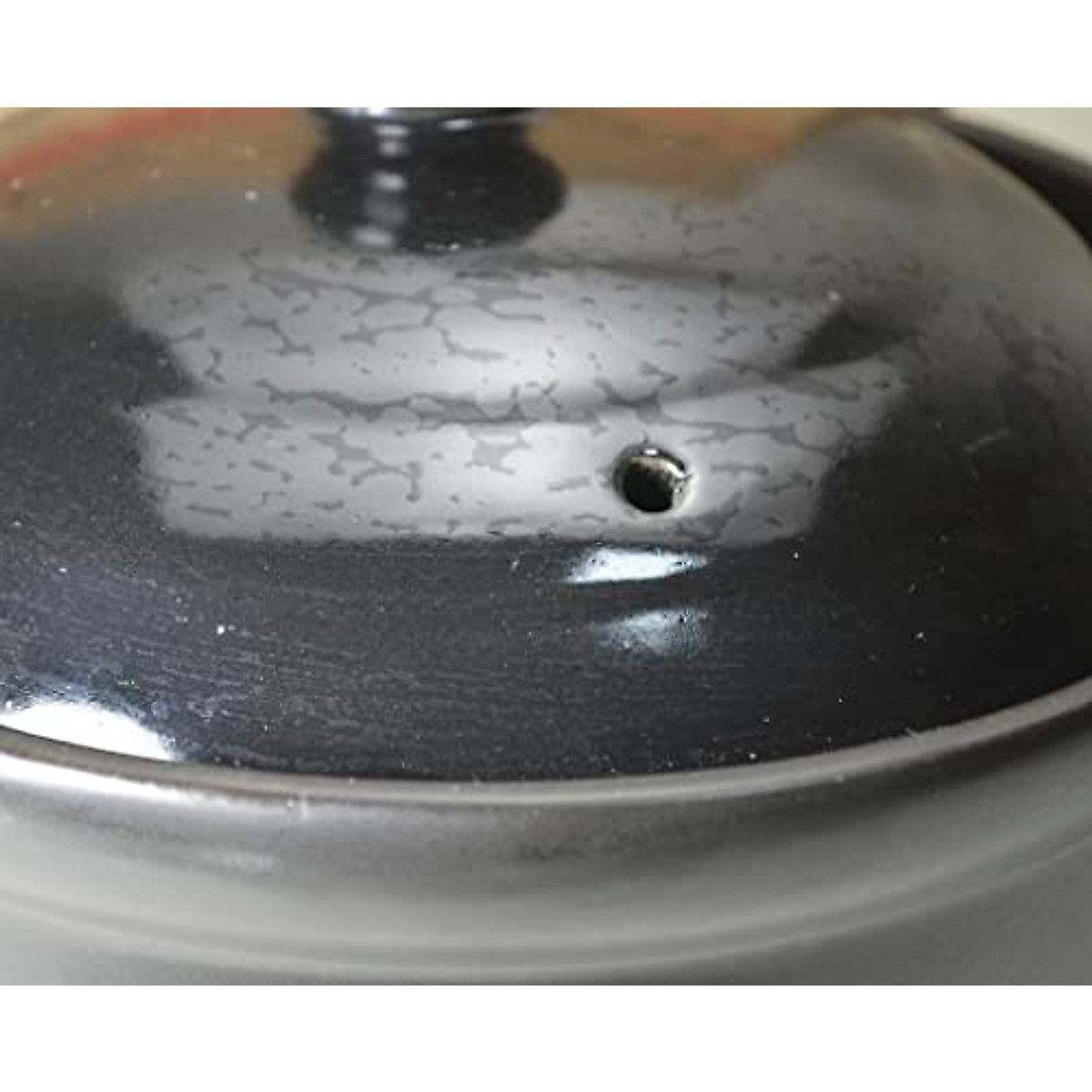 Casserole Clay Pot Heat-resistant Premium Ceramic Bowls Lid Cooking Soup Black White (Black 66oz)