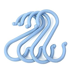 YITAQI S Hooks,Portable Multi-Purpose Storage Rack Door Scarf Hat Hanging S-Shaped Hook Clothes Hanger Organizer Key Holder(4Pcs Blue L)