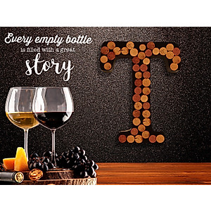 Premium Metal Letter Wine Cork Holder Is A Perfect Bar Decor Made of Durable Metal and A Glossy Black Finish With Rounded Edges , This Bar Cart Accessories Is Easy To Hang , Letter T (9,7”x 2”x 12,2”)