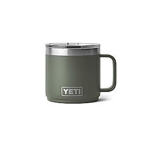YETI Rambler 14 oz Stackable Mug, Vacuum Insulated, Stainless Steel with MagSlider Lid, Camp Green