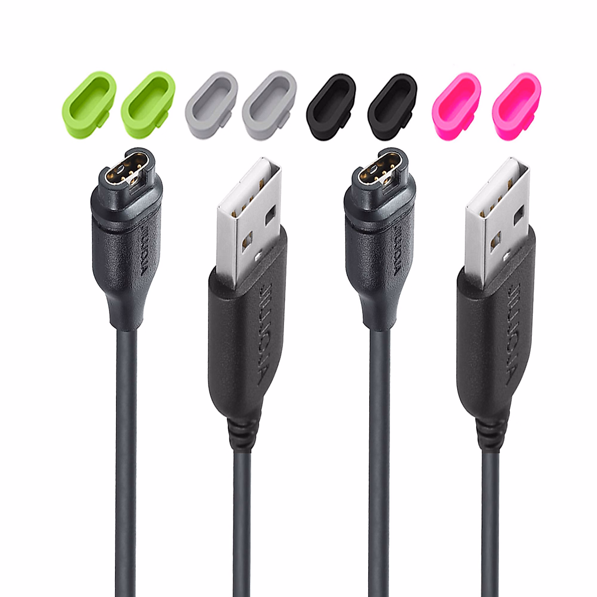 JIUJOJA Charger Cable Compatible with Garmin Watch - 3.93ft Length (2Pack) and 8pcs Colour Protector