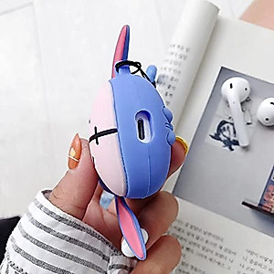 Ultra Thick Soft Silicone Case with Finger Strap for Apple Airpods 1 2 1st 2nd Blue Donkey Eeyore Winnie the Pooh Disney Disneyland Cartoon 3D Cute Lovely Hot Kids Girls Teens Daughter
