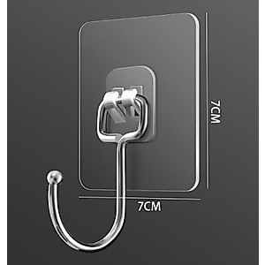 ALLFONDO Large Adhesive Hooks 44 LB(MAX), 12 Pack. Waterproof RUSTPROOF Wall Hooks Stainless Steel Coat Towel Hook for: Indoor, Kitchen, Bathroom, Shower, Home, Office USE