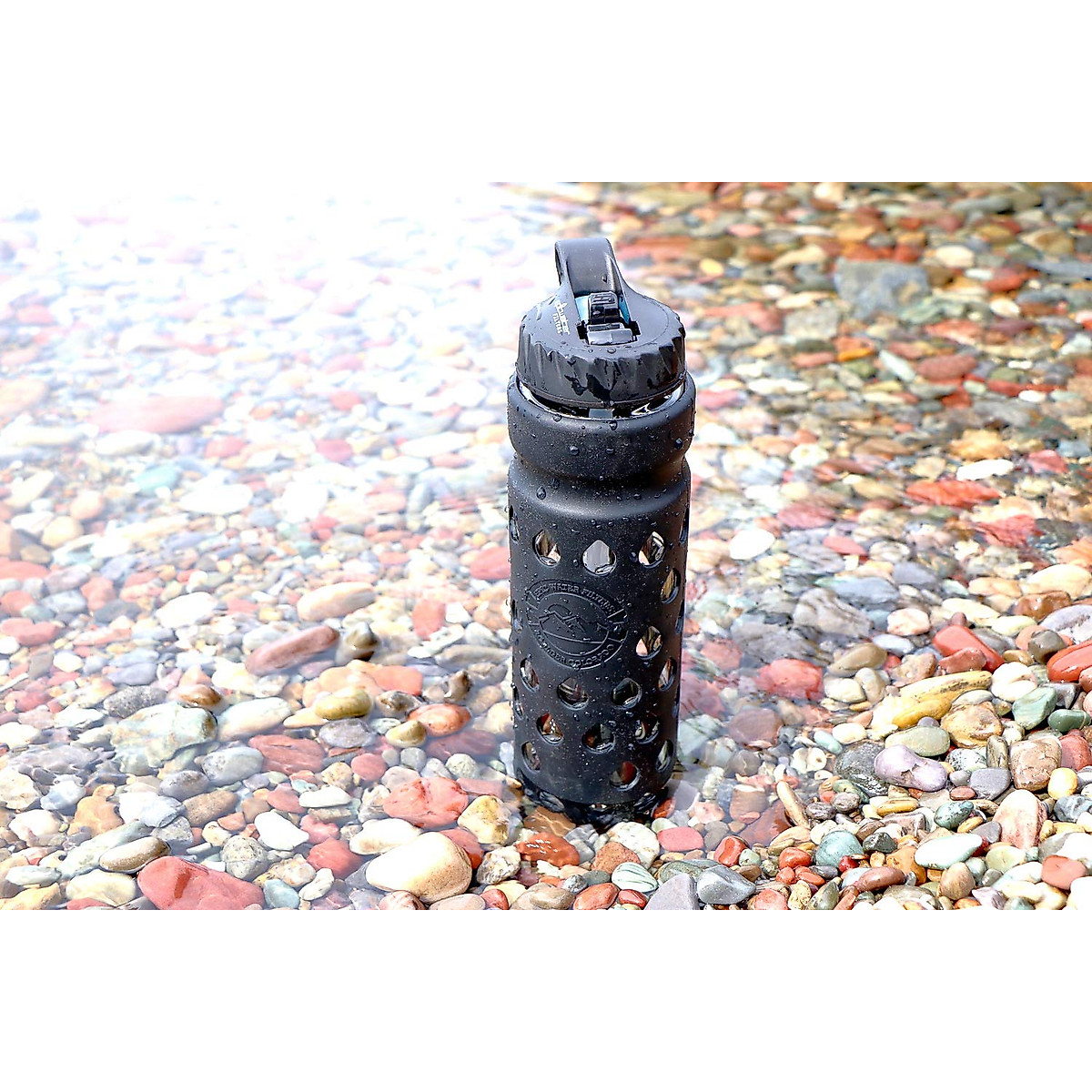 Epic Escape | Glass Water Bottle with Filter | USA Made Filter | Dishwasher Safe | Borosilicate Glass with Silicone Sleeve | BPA Free Water Bottle | Removes 99.99% Tap Water Contaminants | Filtered