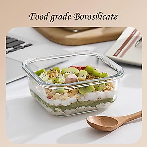 R.repad yay Square Glass Food Storage Containers, Small Square Glass Containers With Airtight Lids, 14oz Glass Meal Prep Containers, Glass Leak-proof Soup Container, Microwave Freezer Safe -(4PC)