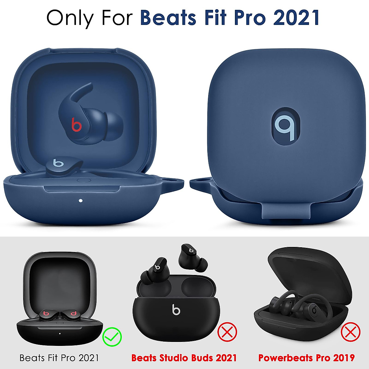 Beats Fit Pro Case Cover, VISOOM Soft Case for Apple Beats Fit Pro 2021 Silicone Protective Beats Pro Case Shockproof Beat Pro Fit Earbuds Case Cover with Keychain for Men Women (Midnight Blue)