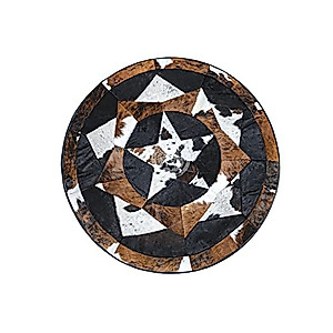 Genuine Round Cowhide Rug Rodeo Star Patchwork 60" Area Rug
