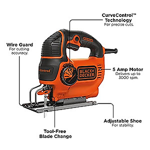 BLACK+DECKER Jig Saw, Smart Select, 5.0-Amp (BDEJS600C)