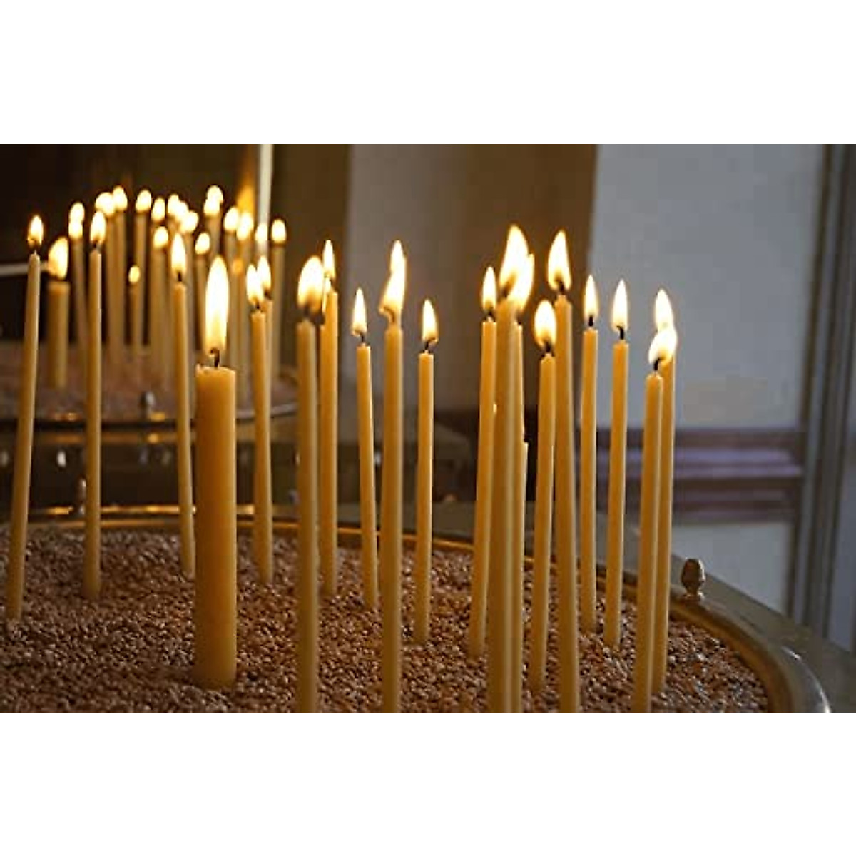 olorvela Beeswax Taper Candles Candlesticks Bulk - Skinny Taper Candles, Thin Beeswax Candles Tall Birthday Candles for Cake, 50pcs 6.3" for Hanukkah, Home Decor, (Yellow)