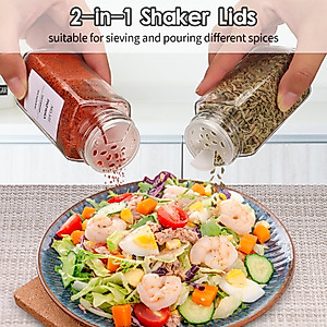 Forhaodejia Spice Jars - 24 Pcs, Spice Jars with Labels, Glass Spice Jars with Bamboo Lids, Seasoning Containers,Empty Glass Spice Container Set, Seasoning Organizer, Kitchen Set, with Pepper Grinder