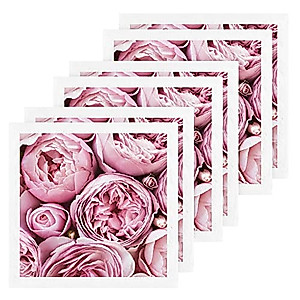 ALAZA Wash Cloth Set Pink Rose & Flower - Pack of 6 , Cotton Face Cloths, Highly Absorbent and Soft Feel Fingertip Towels(236br3a)