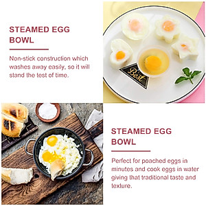 Hemoton 4pcs Egg Poacher Cups Egg Bites Mold Egg Steam Poacher Cooker Breakfast Cooking Utensil For Hard Boiled Poached Scrambled Eggs Kitchen Tools with Brush Pink