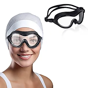 Zsling Swim Goggles,G1 SE Swimming Goggles Anti-fog for Men Women Adults Youth Anti Fog No Leak Clear Wide Vision Goggles for Eyelash Extensions (Clear Lens Black Frame)