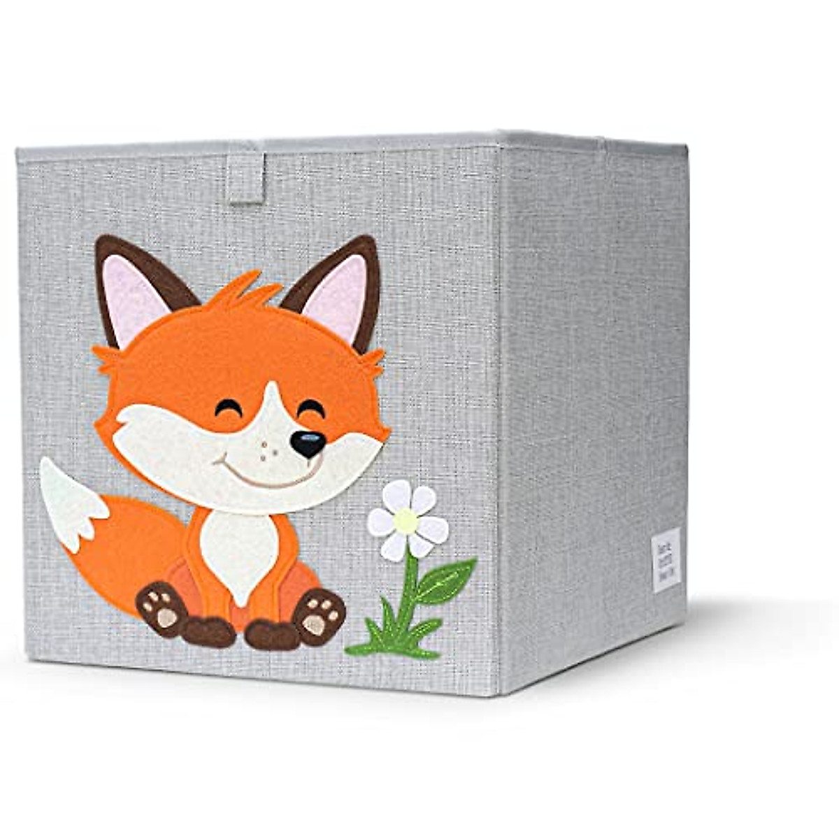 Gav & Griff E. Bear Co. Foxee™ 13-inch Foldable Cube Storage Bin/Box/Organizer/Container/Cubby for Kids & Toddlers (Fox Design) – Grey