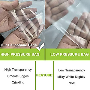 Zcintert Clear Cello Cellophane Treat Bags, 100 Pcs - 5.9" x 7.8"(2mils), Plastic Gift Bags for Candy, Party Favor, Cookies, Candies Packaging, with 4” Twist Ties